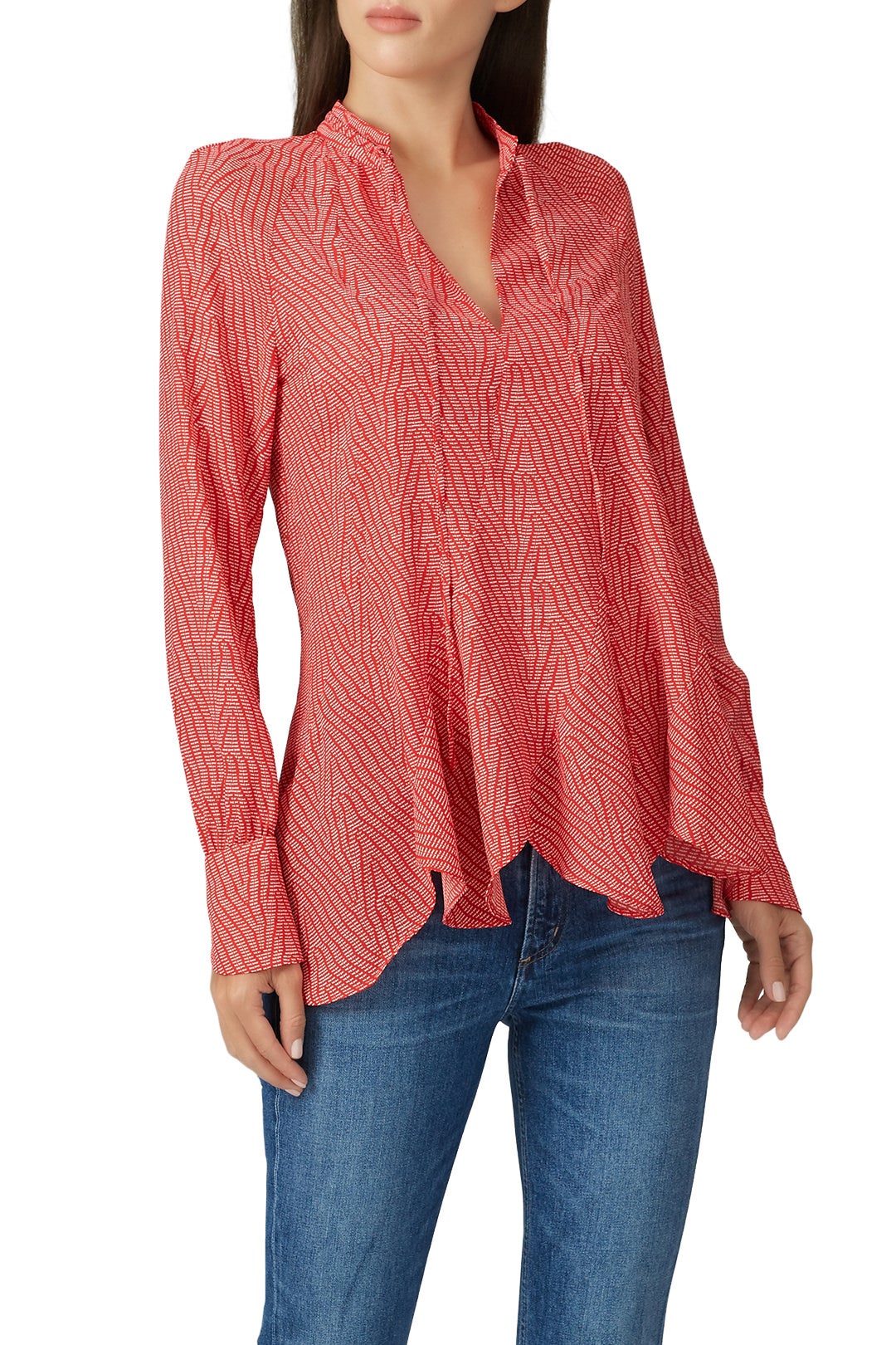 Red Bone V-Neck Blouse by Derek Lam 10 Crosby x RTR | Rent the Runway