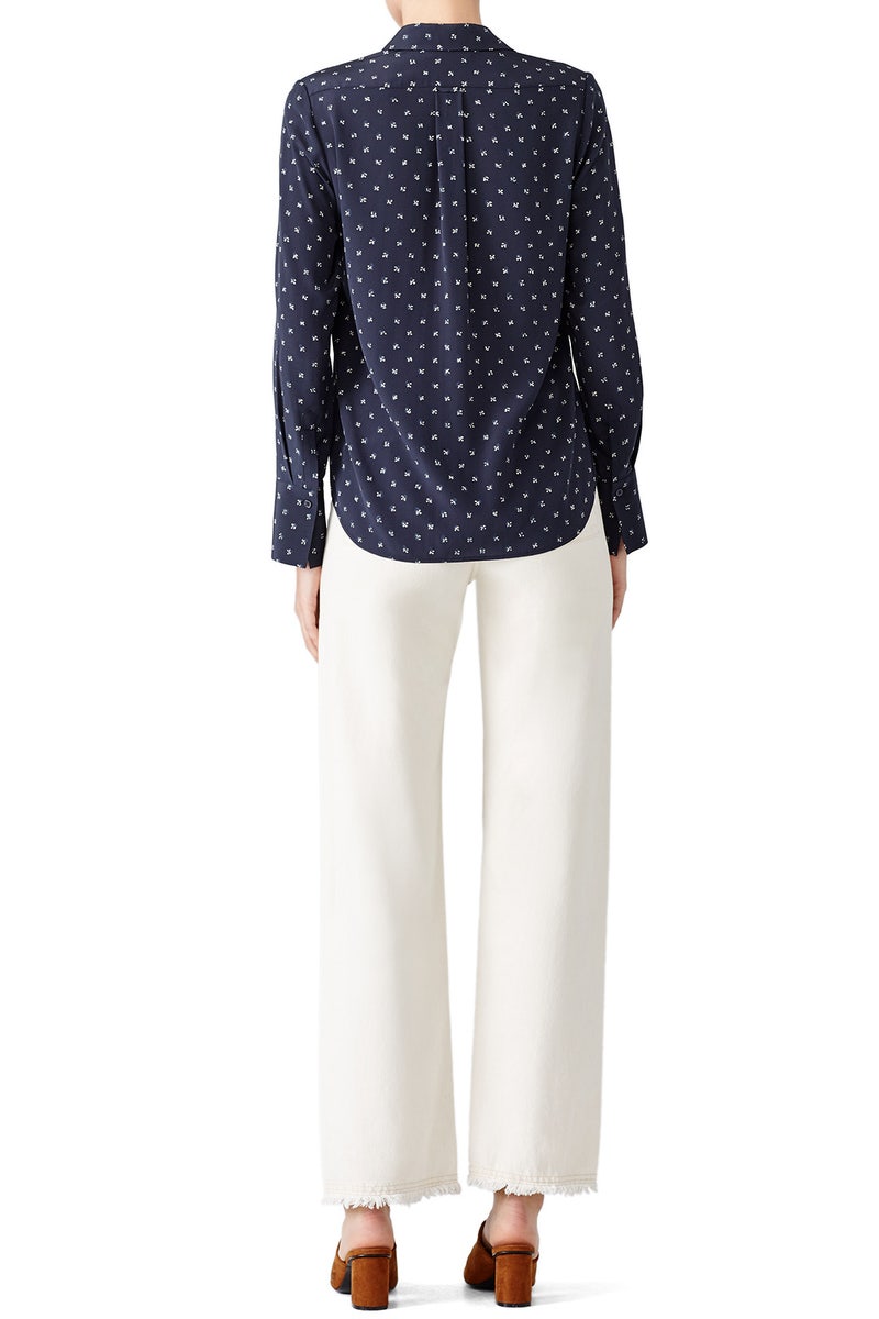 Navy Refined Dot Button Down by VINCE. | Rent the Runway