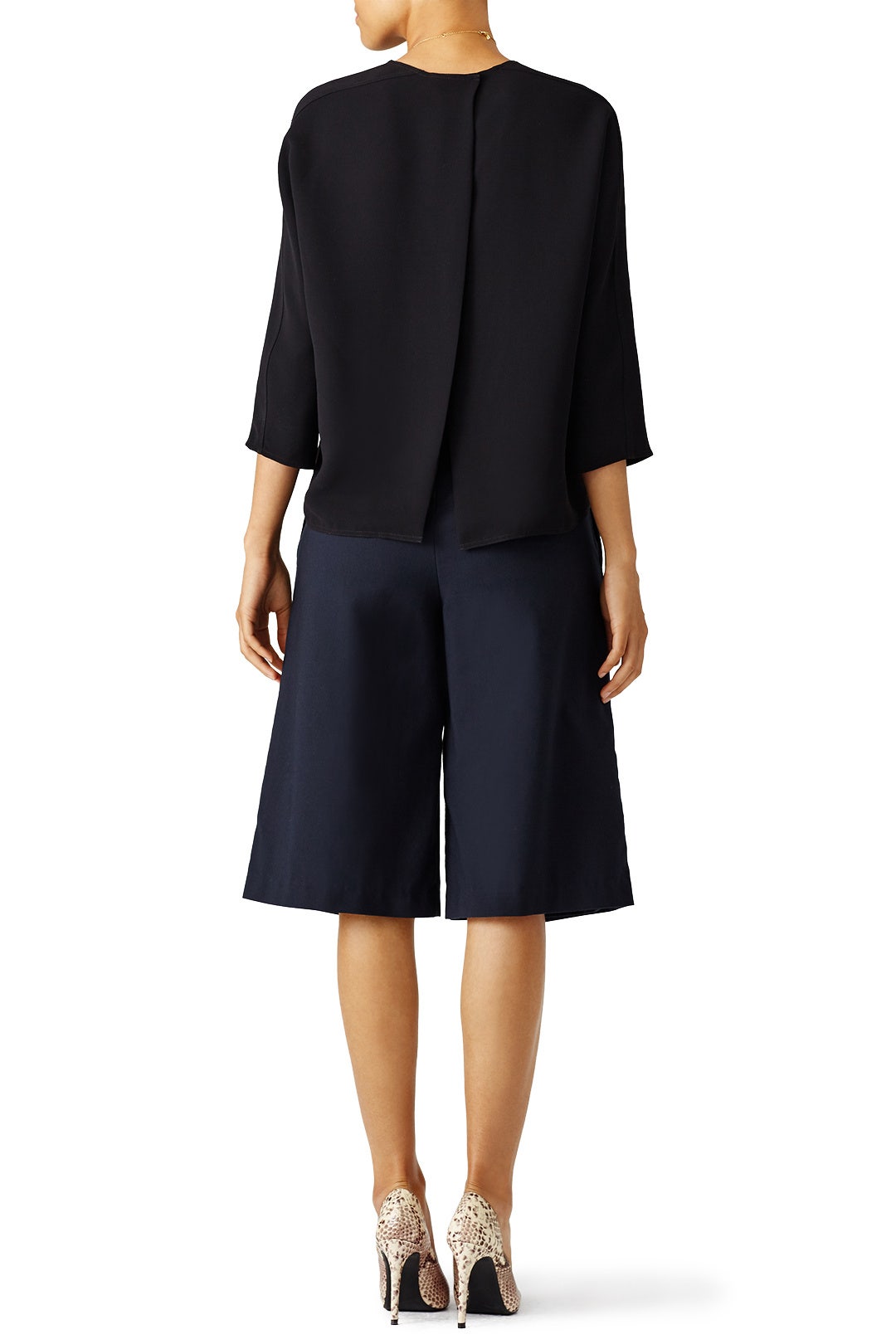 Black Open Back Crew Top by VINCE. | Rent the Runway