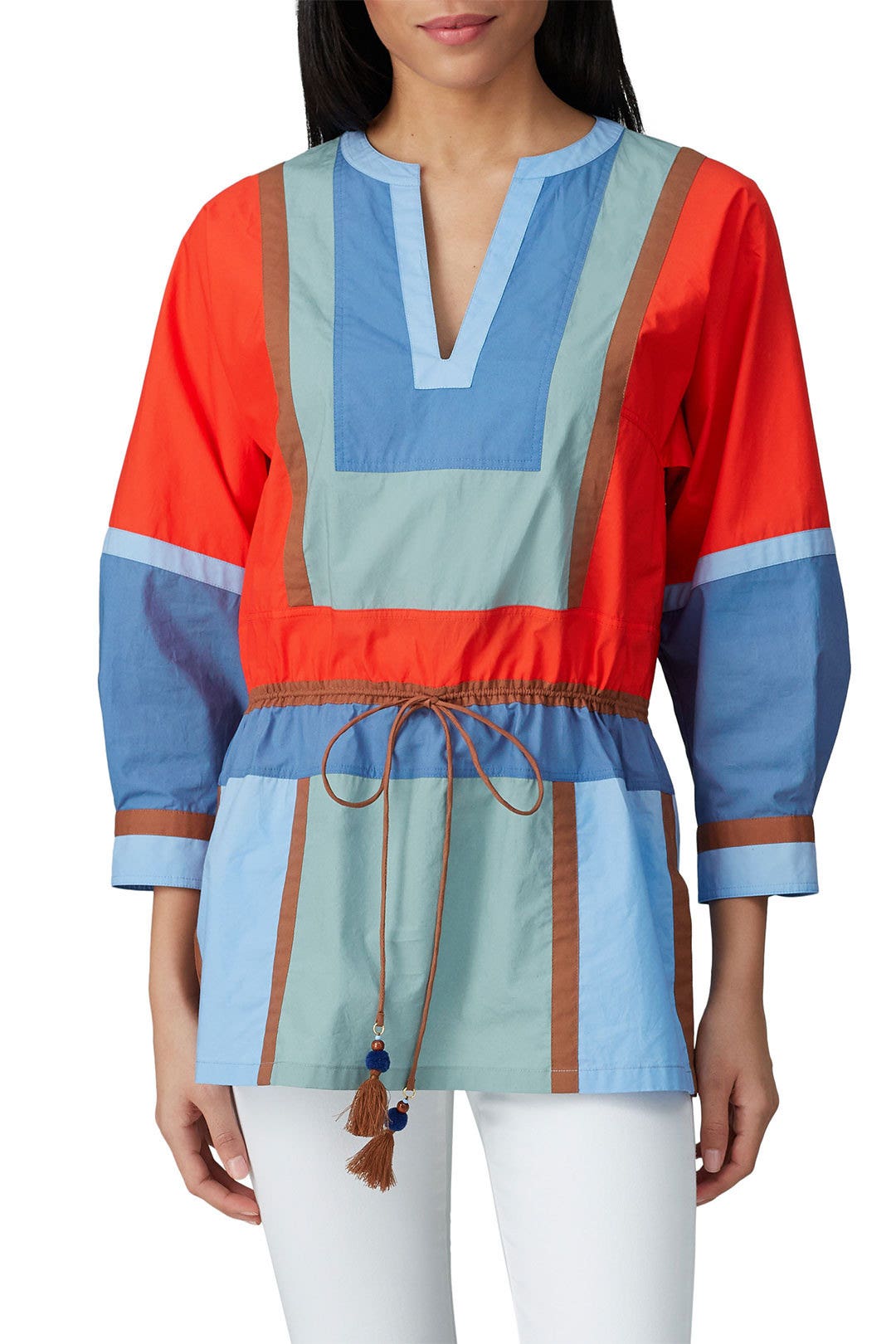 Colorblock Poplin Tunic by Tory Burch | Rent the Runway