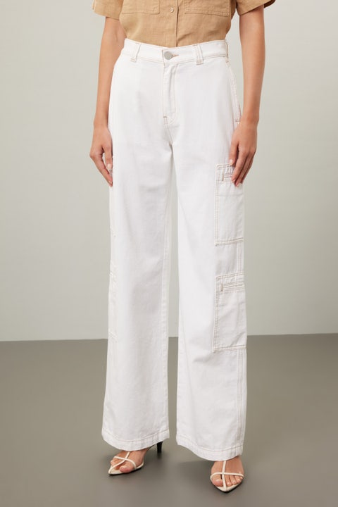 High-Rise Welt Pocket Cargo Wide Leg Jean by Hudson | Rent the Runway