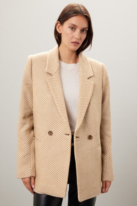 Tan Fishbone Blazer by Anine Bing | Rent the Runway