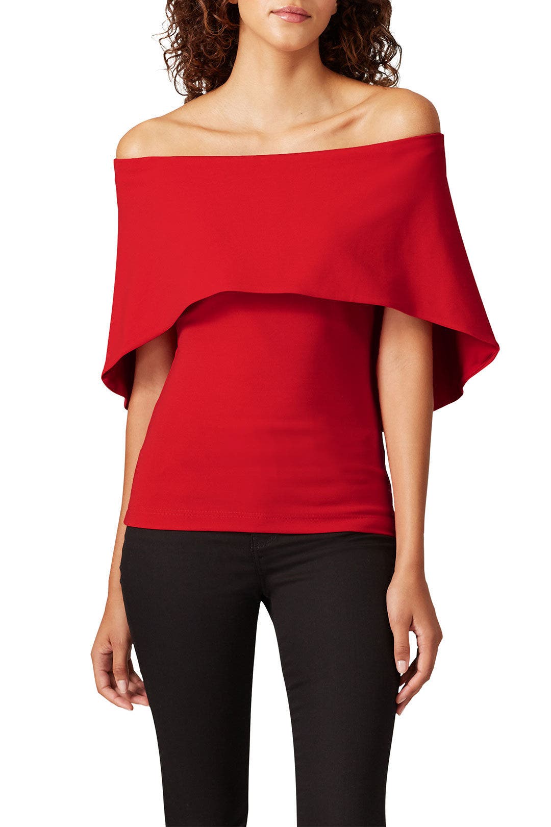 Red Structured Cape Top by Nicole Miller | Rent the Runway