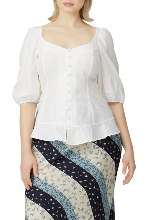 White Puff Sleeve Top by City Chic | Rent the Runway