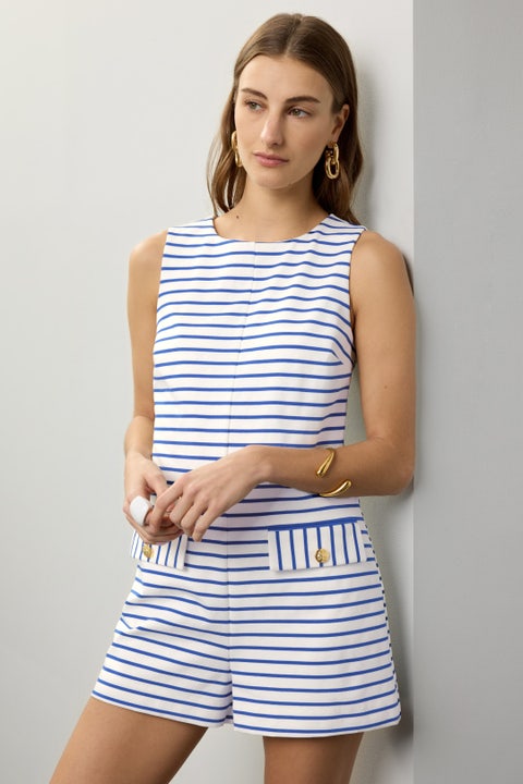 Stripe Knit Romper by English Factory | Rent the Runway