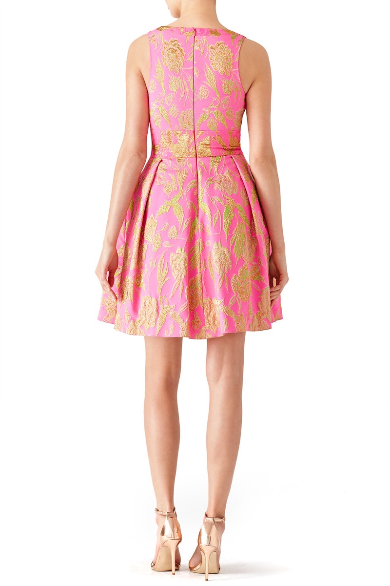 Pink Metallic Floral Dress by Marchesa Notte | Rent the Runway