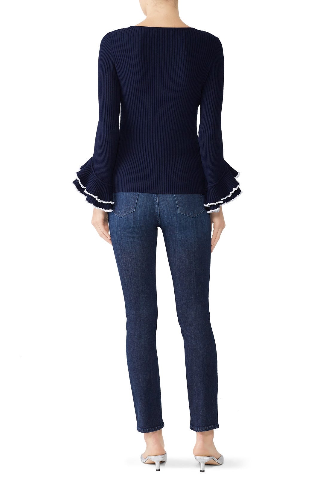 Contrast Ruffle Sleeve Sweater by Milly | Rent the Runway