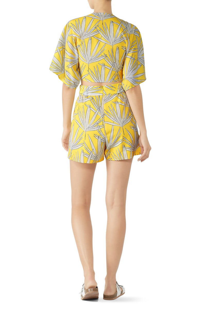 Yellow Leaf Crop Top by Hutch | Rent the Runway