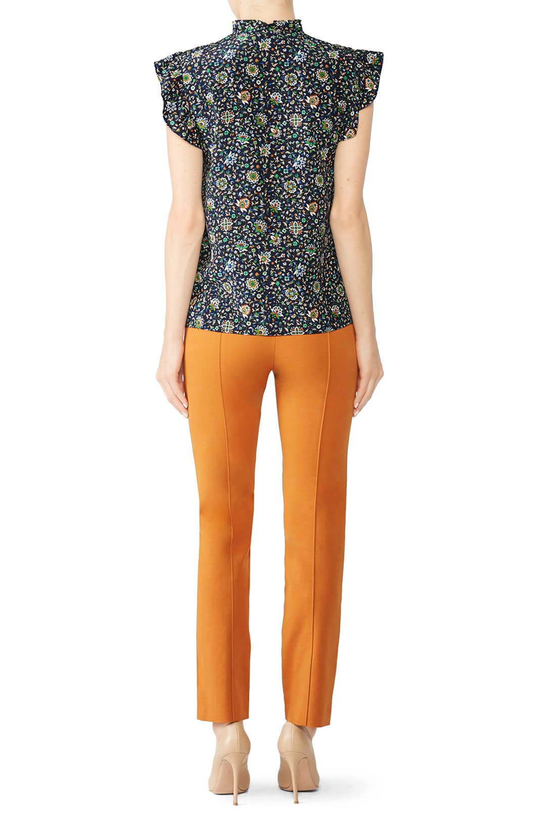 Printed Ruffle Shell Top by Tory Burch | Rent the Runway