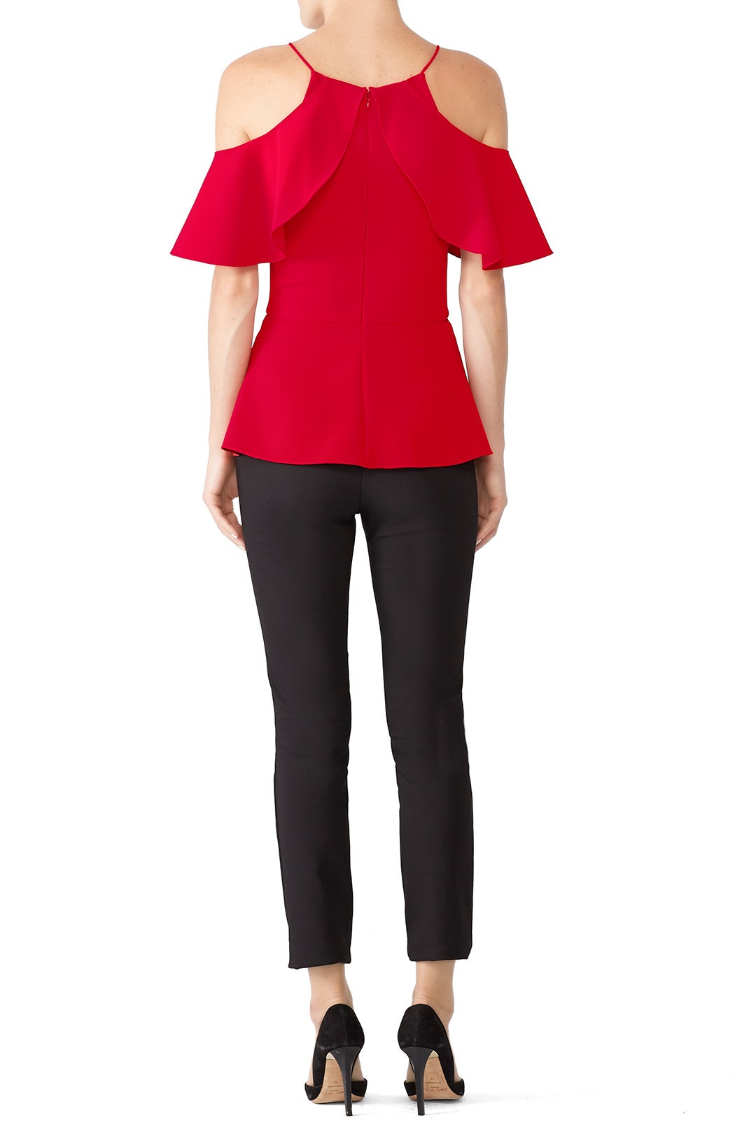 Red Cold Shoulder Top by Christian Siriano | Rent the Runway