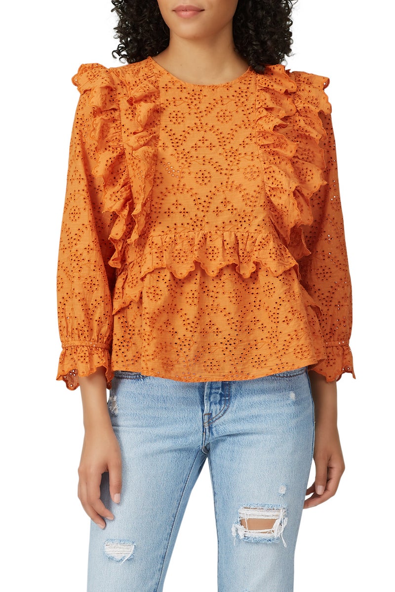 Eyelet Flutter Top by The Great. | Rent the Runway