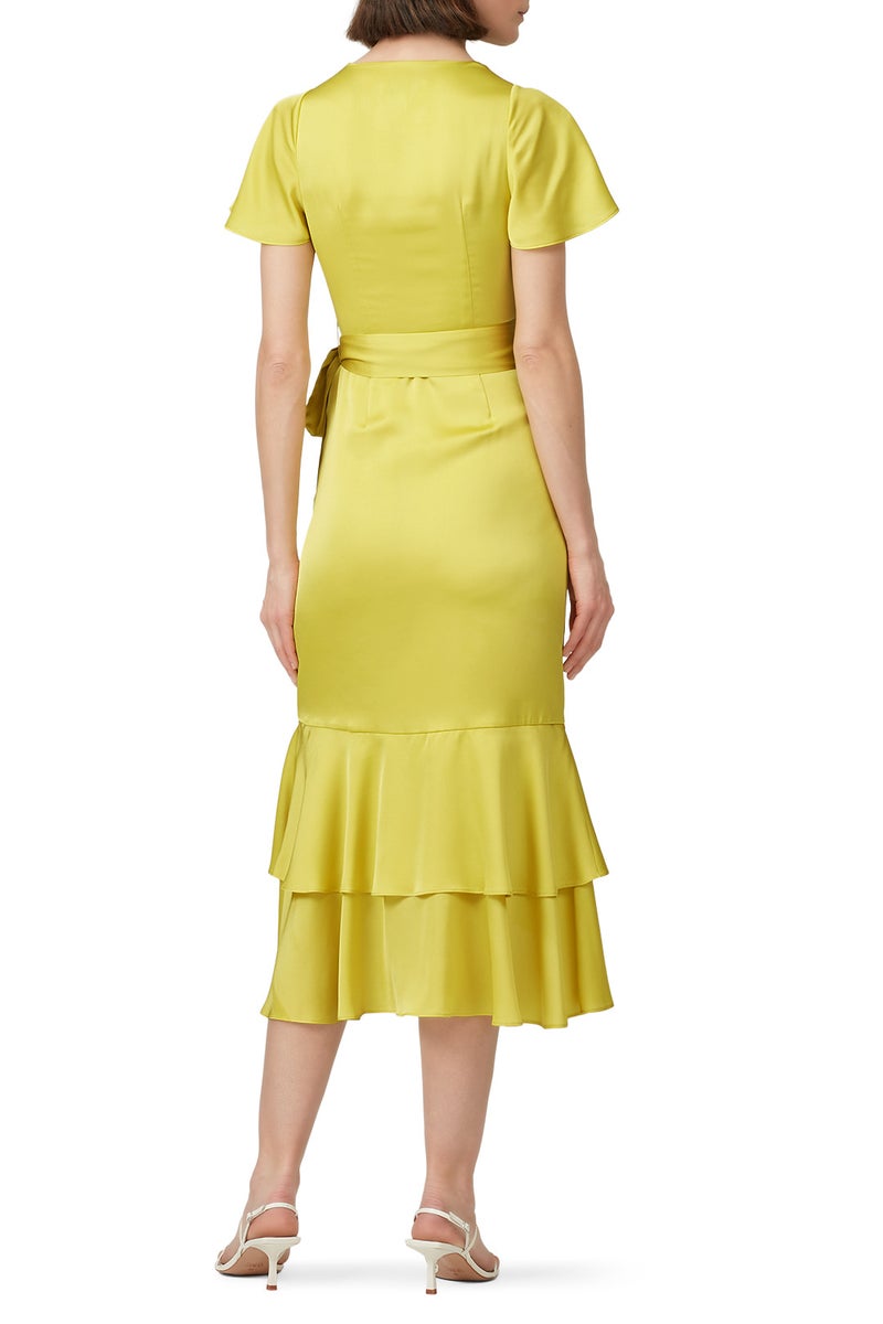 Light Chartreuse Wrap Dress by Great Jones | Rent the Runway