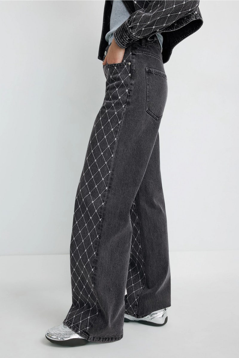 Column Jeans With Diamond Stitching by LE JEAN | Rent the Runway