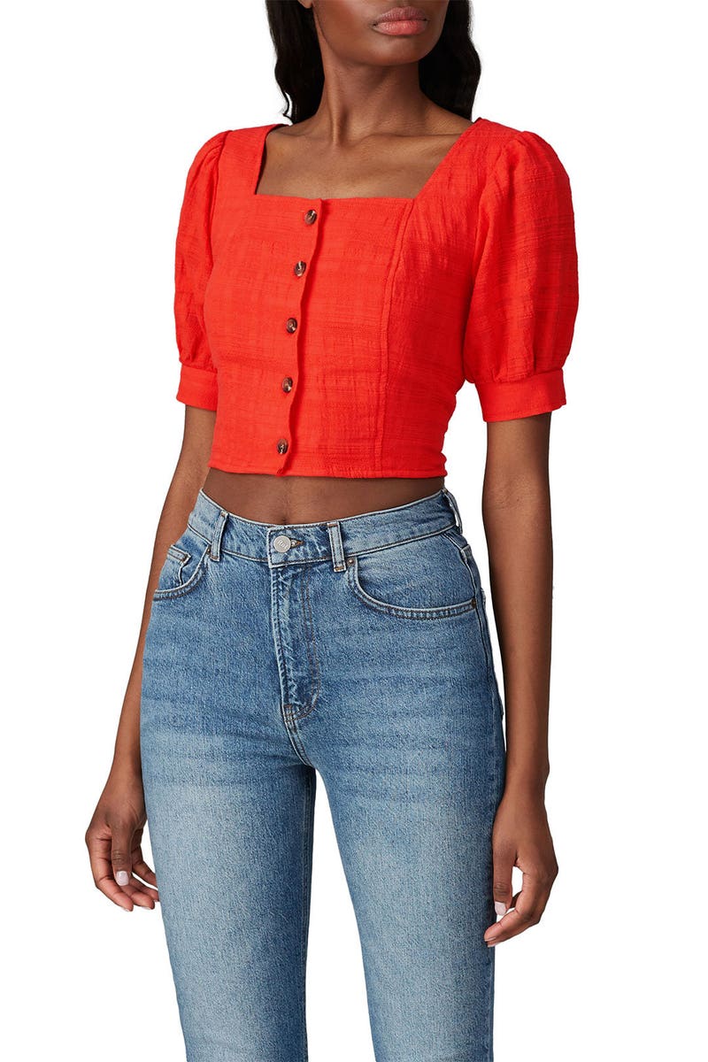 Red Smocked Crop Top by Love, Whit by Whitney Port | Rent the Runway