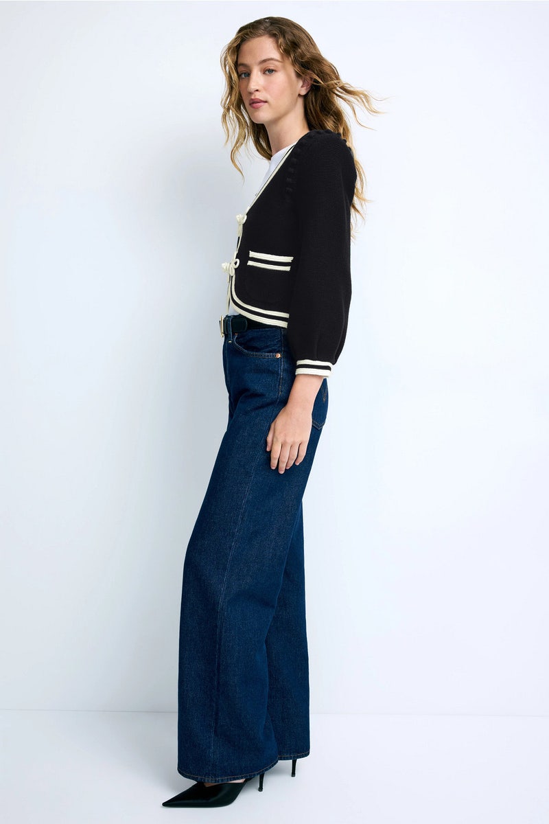 Kaito Contrast Trim Cropped Cardigan by L'agence | Rent the Runway