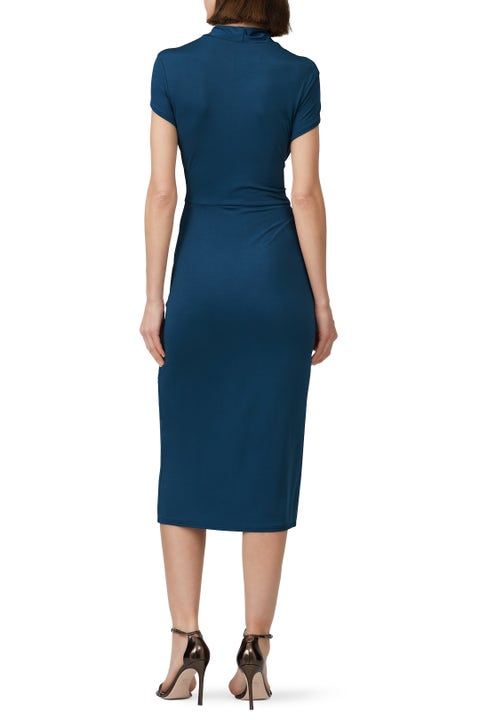 Steel Blue Faux Wrap Dress by Great Jones | Rent the Runway