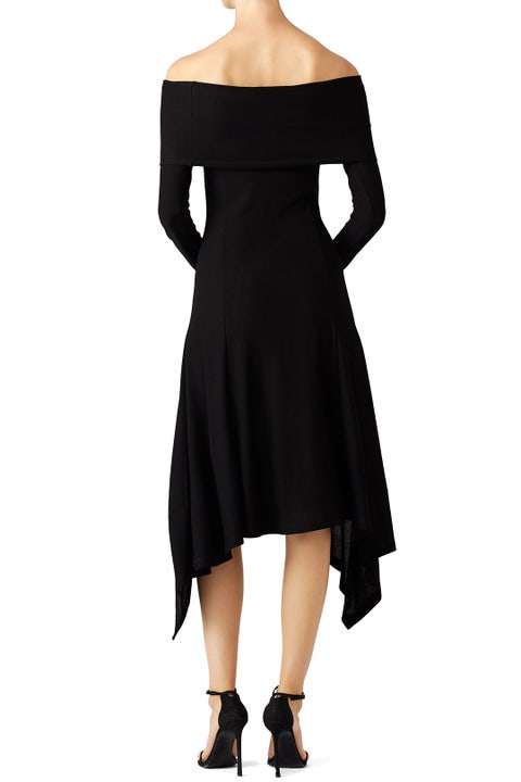 Black Fold Over Shoulder Dress by DEREK LAM | Rent the Runway
