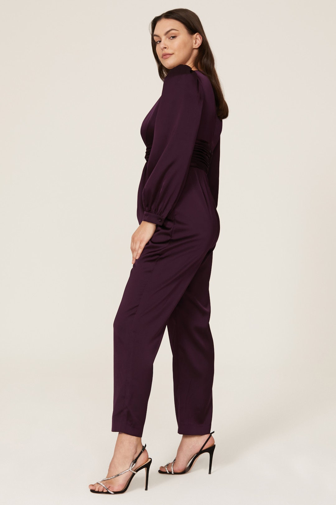 Plum V Neck Jumpsuit By Ieena For Mac Duggal Rent The Runway