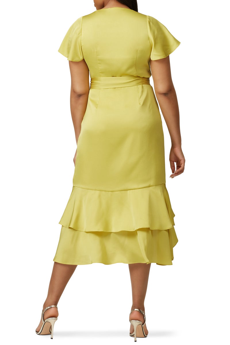 Light Chartreuse Wrap Dress by Great Jones | Rent the Runway
