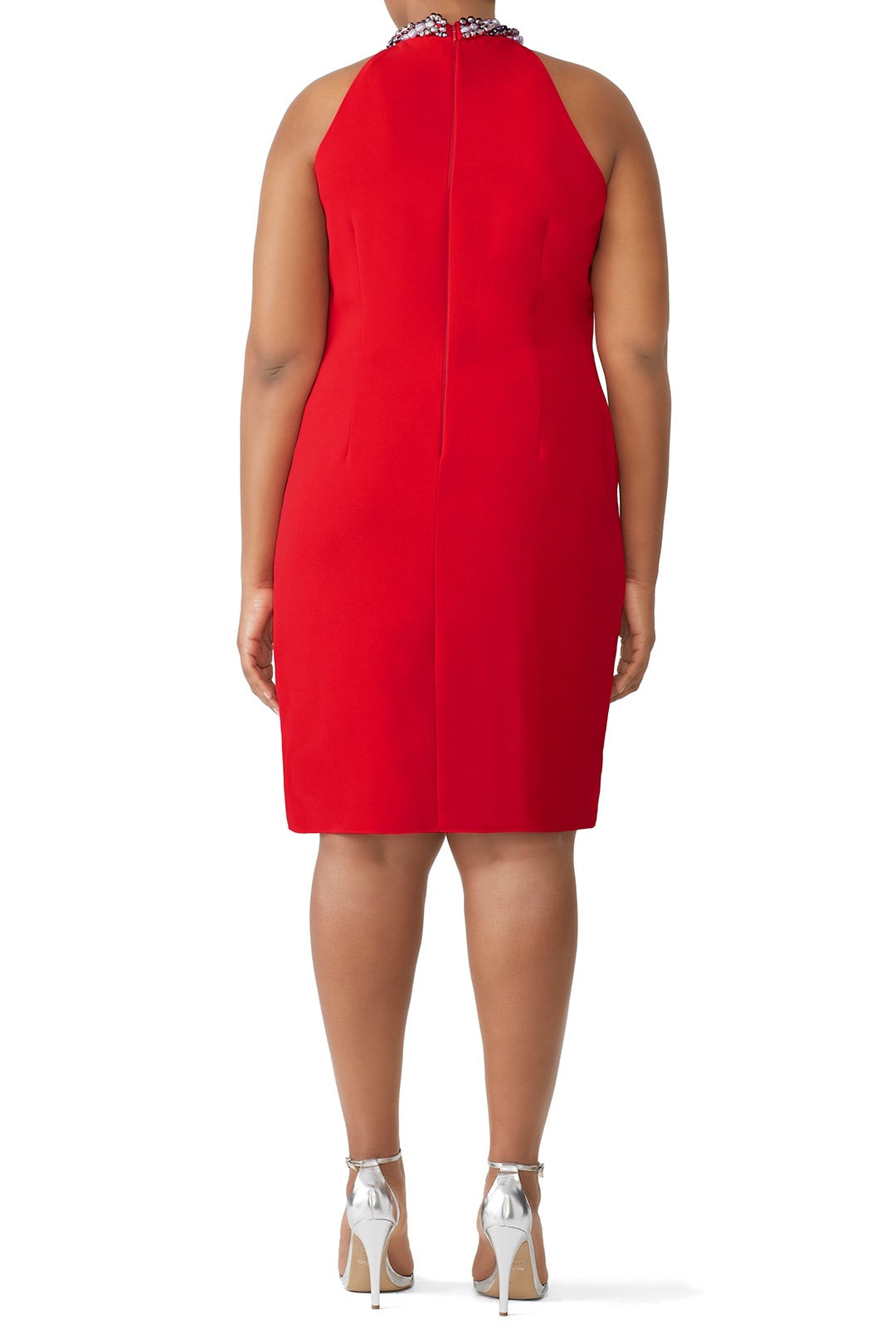 Red Beaded Toga Dress by Carmen Marc Valvo | Rent the Runway