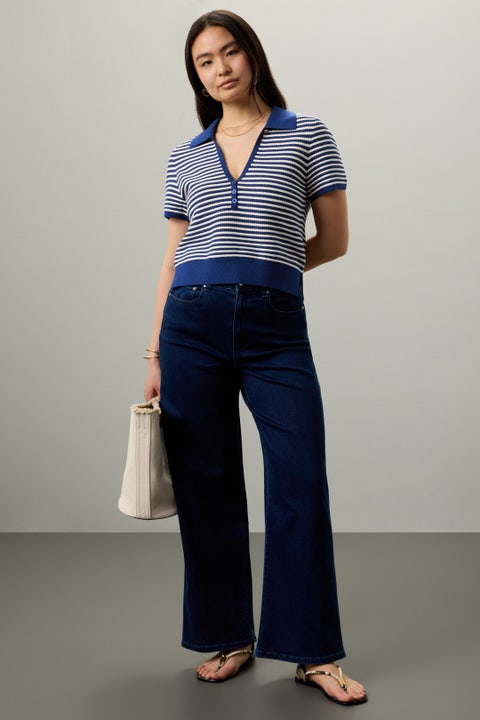 Blue Henley Top by Toccin | Rent the Runway