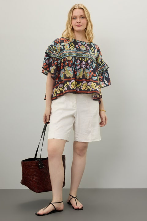 Flowery Black Top by FARM Rio | Rent the Runway