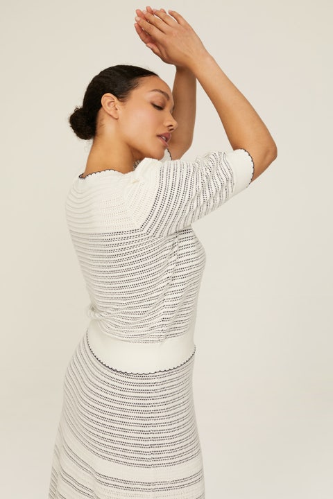 Striped Scallop Sweater by kate spade new york | Rent the Runway