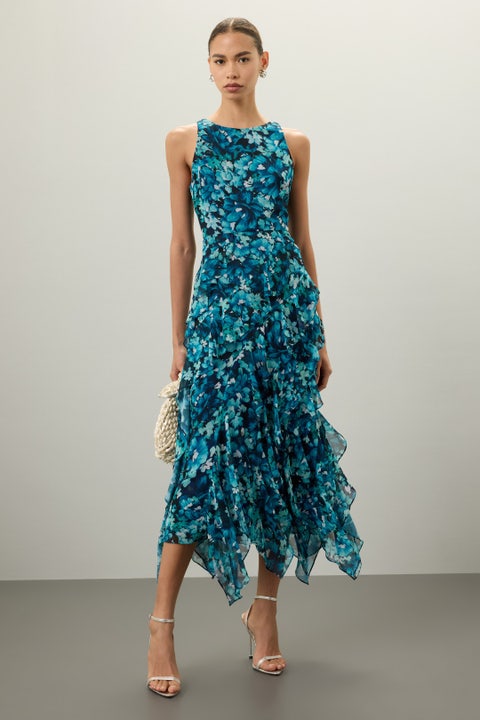 Blue Floral Dress by Badgley Mischka | Rent the Runway