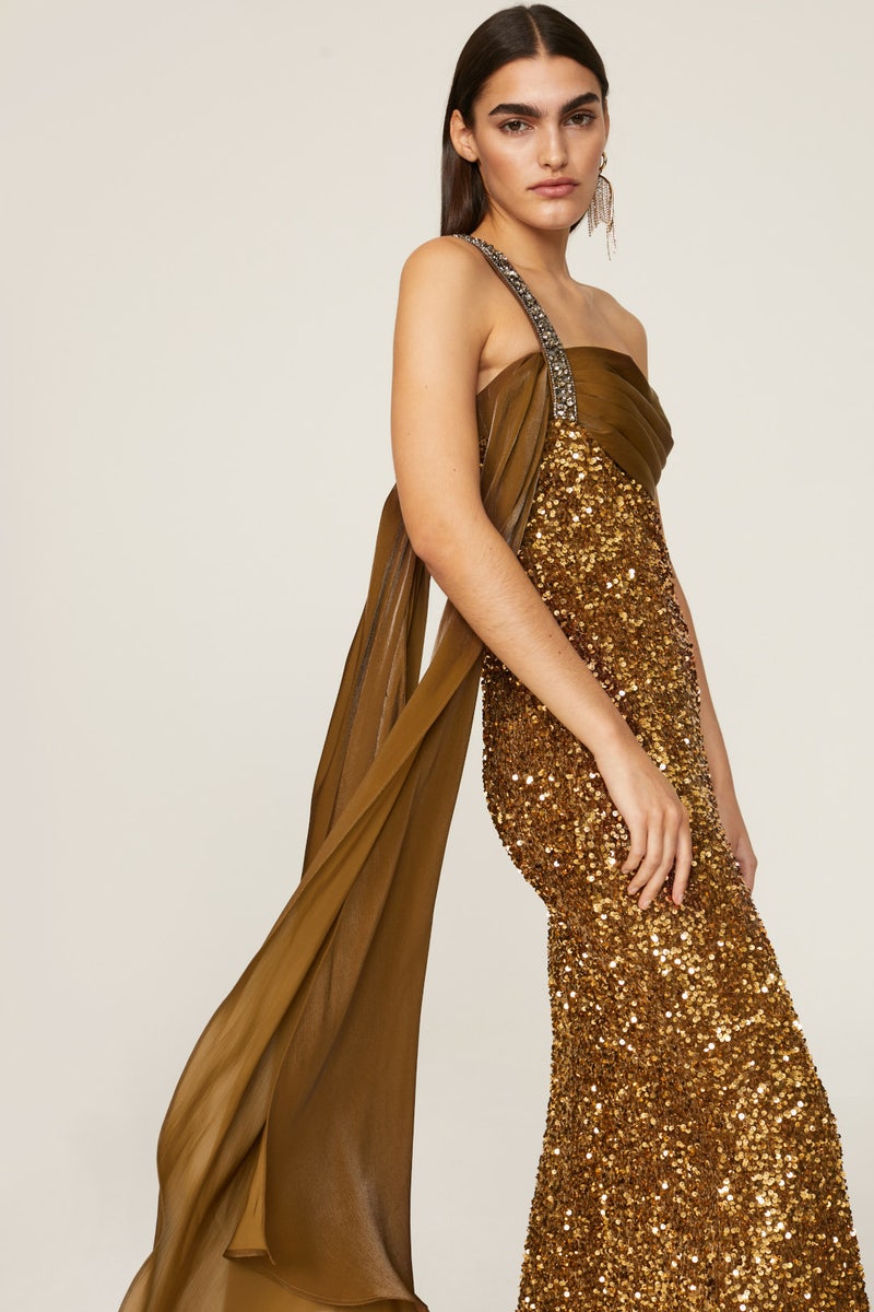 Caramel Sequin Gown by Badgley Mischka | Rent the Runway
