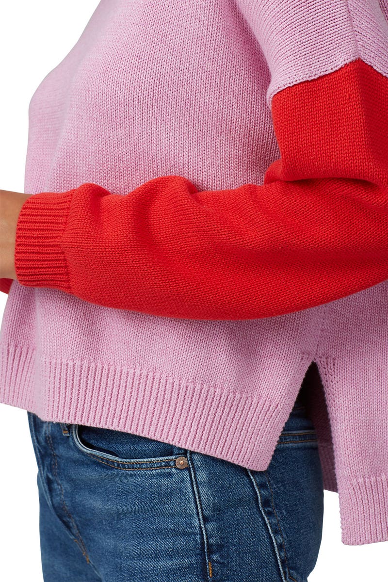 Red and Pink Colorblock Sweater by 525 America | Rent the Runway