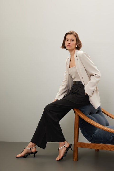 Black Twill Pleated Pants By Donni Rent The Runway