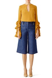 Yellow Crew Neck Top by C/MEO COLLECTIVE for $30 | Rent the Runway