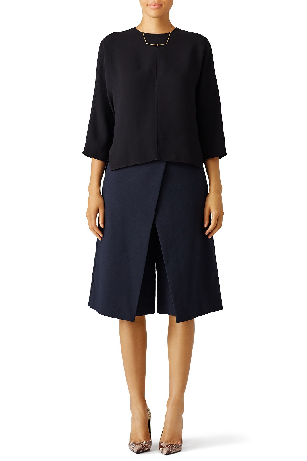 Black Open Back Crew Top by VINCE. | Rent the Runway