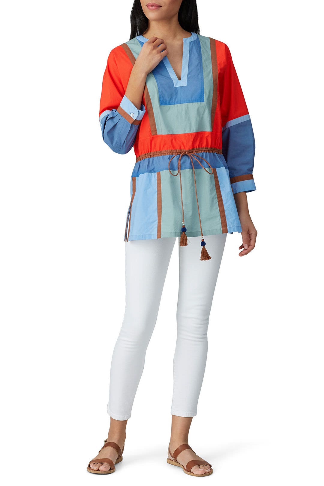 Colorblock Poplin Tunic by Tory Burch | Rent the Runway