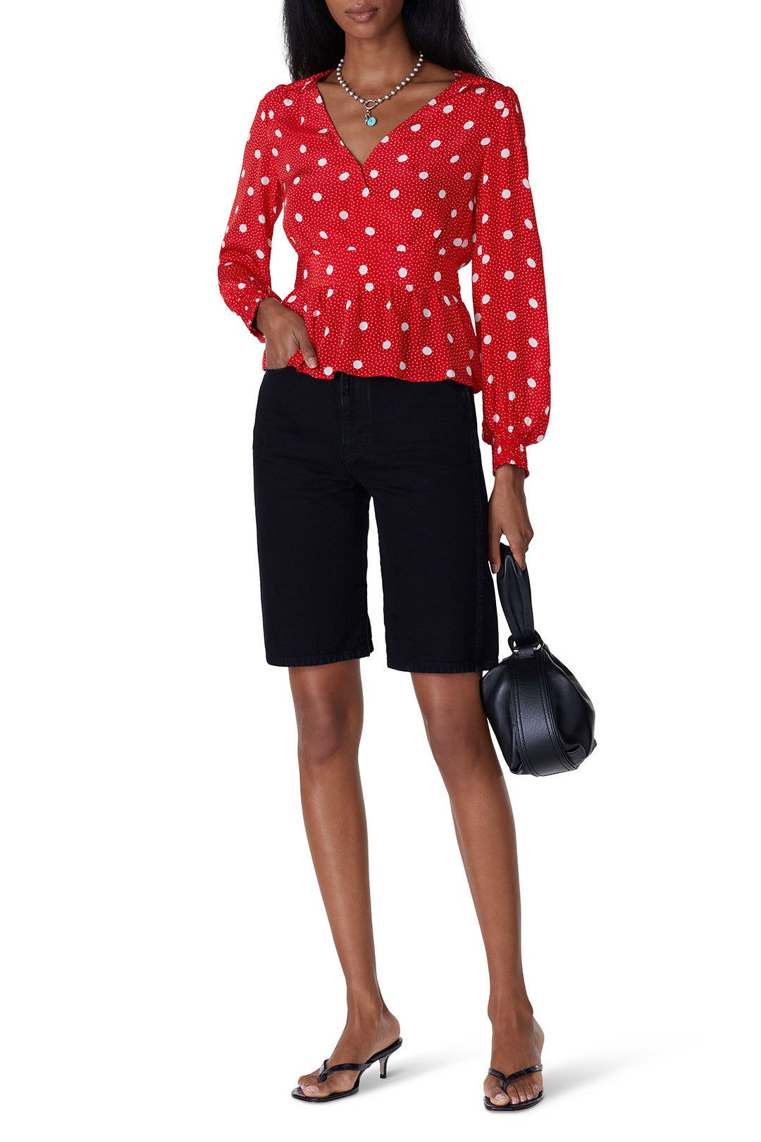 Printed Red Smocked Top by The Kooples | Rent the Runway