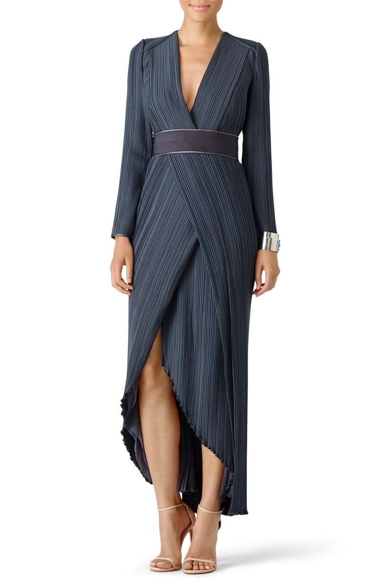 Dove Grey Pleat Gown by GALVAN | Rent the Runway