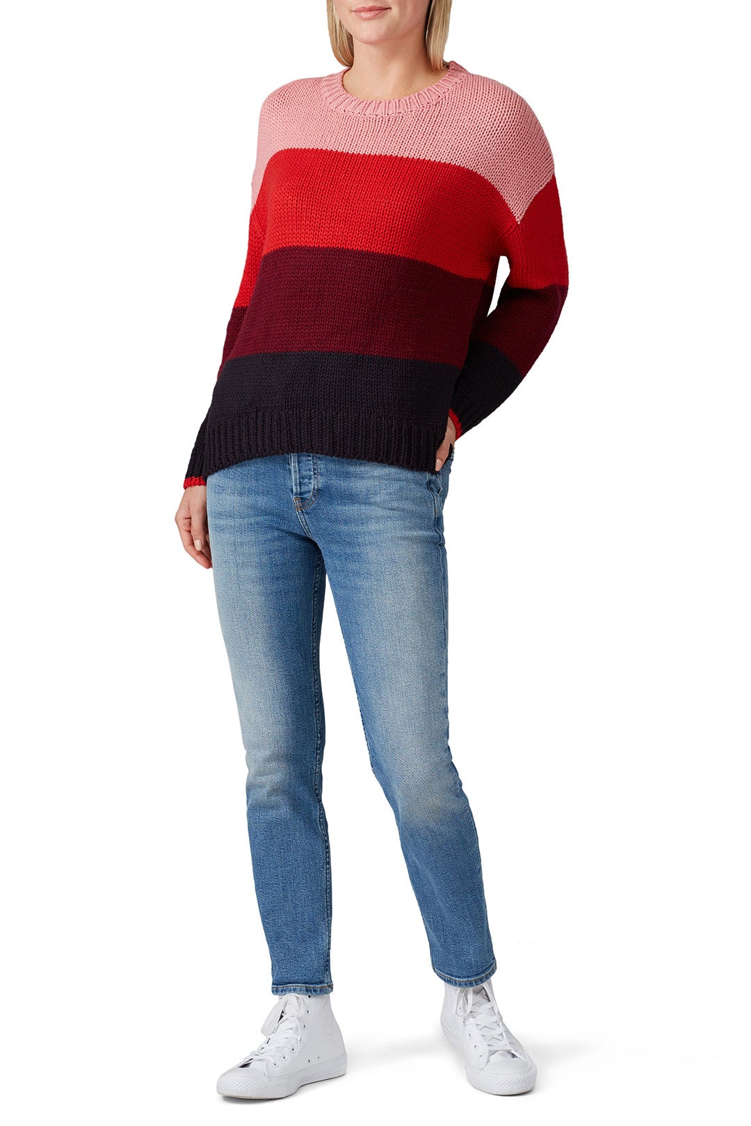 Red Stripe Knit Sweater by Sundry | Rent the Runway
