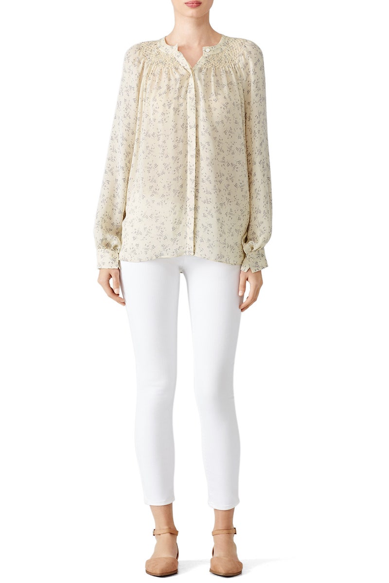 Printed Two Tone Button Down by VINCE. | Rent the Runway