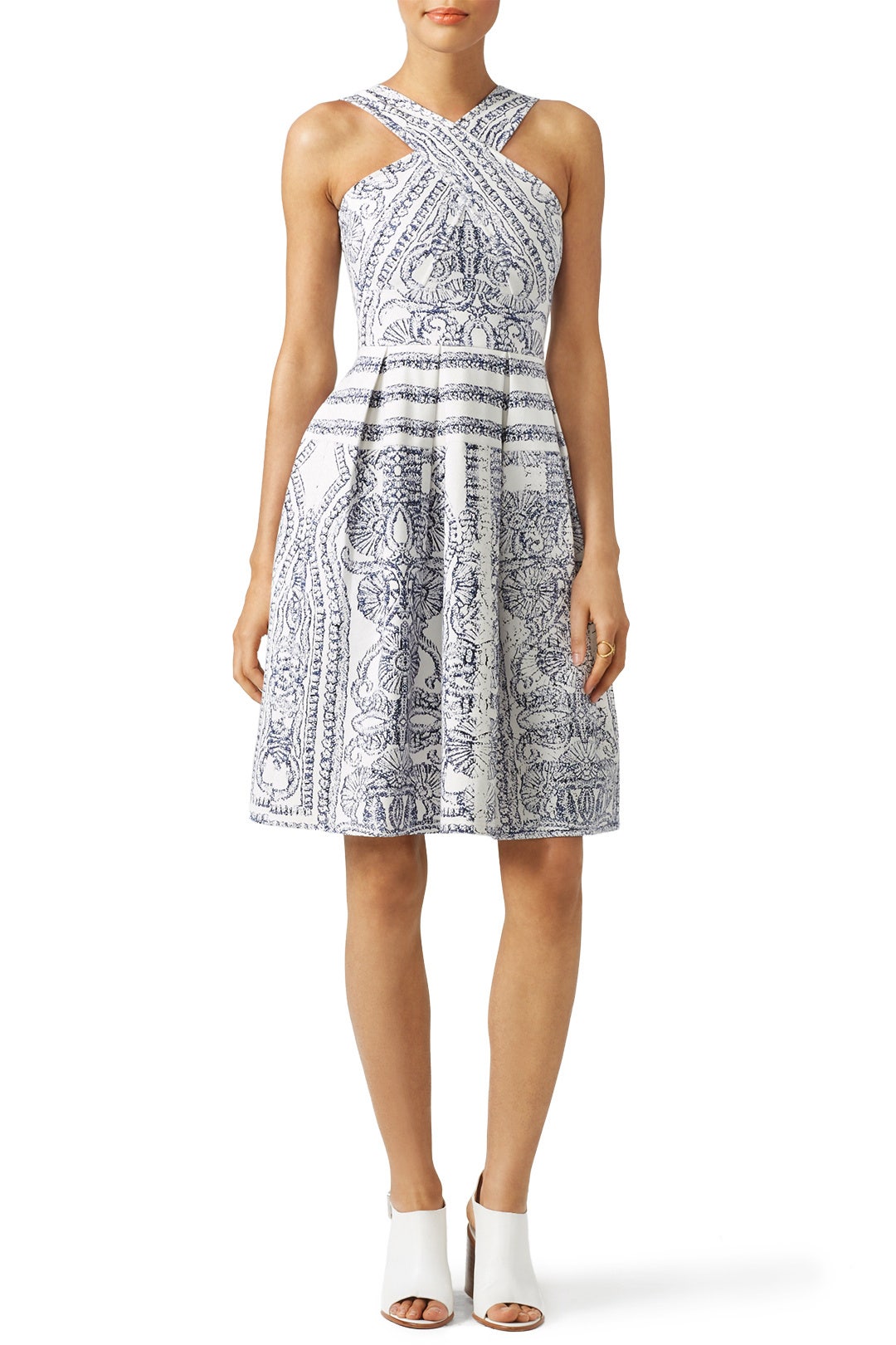 Porcelain Criss Cross Dress by ELLIATT | Rent the Runway