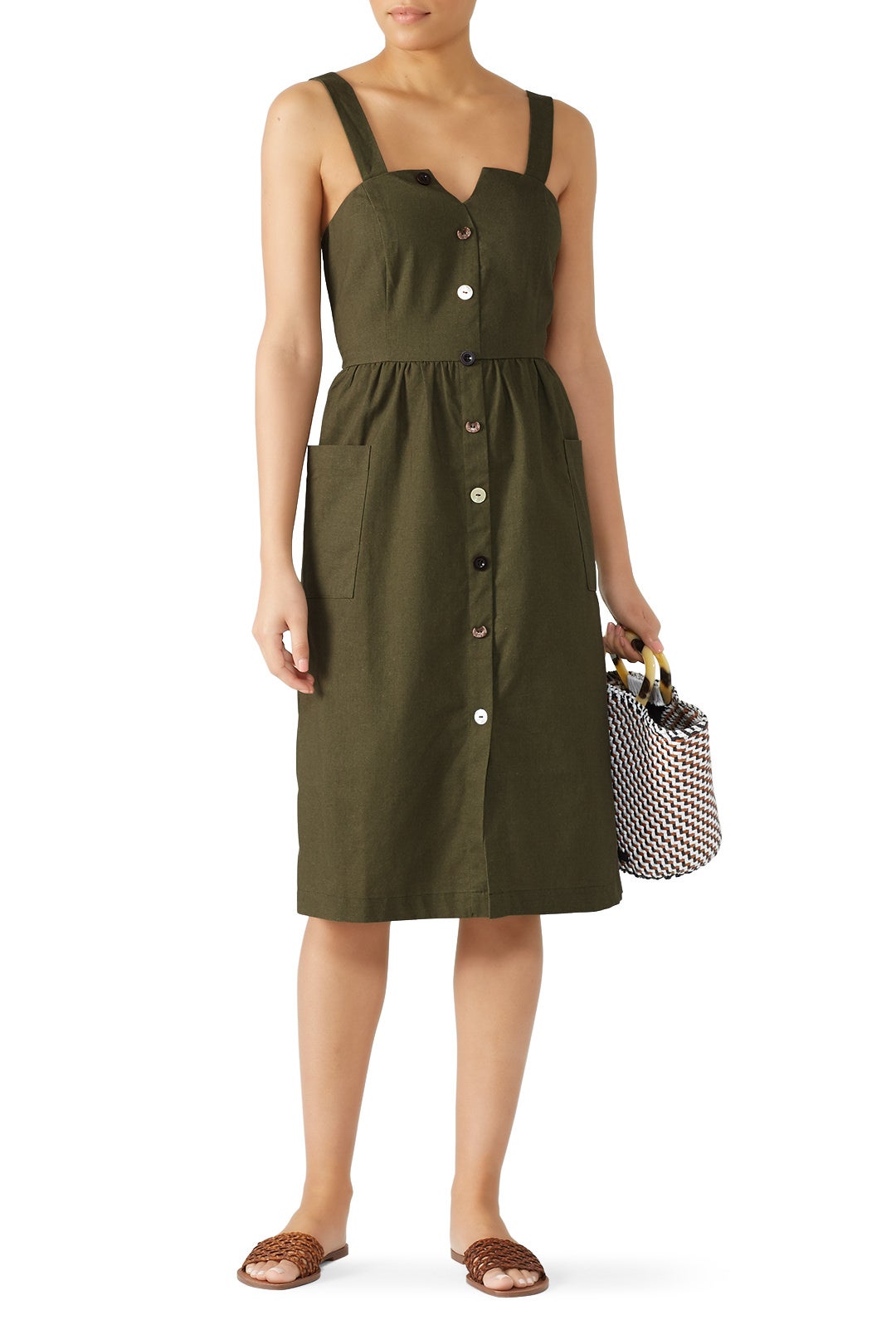 Green Button Front Dress by Moon River | Rent the Runway