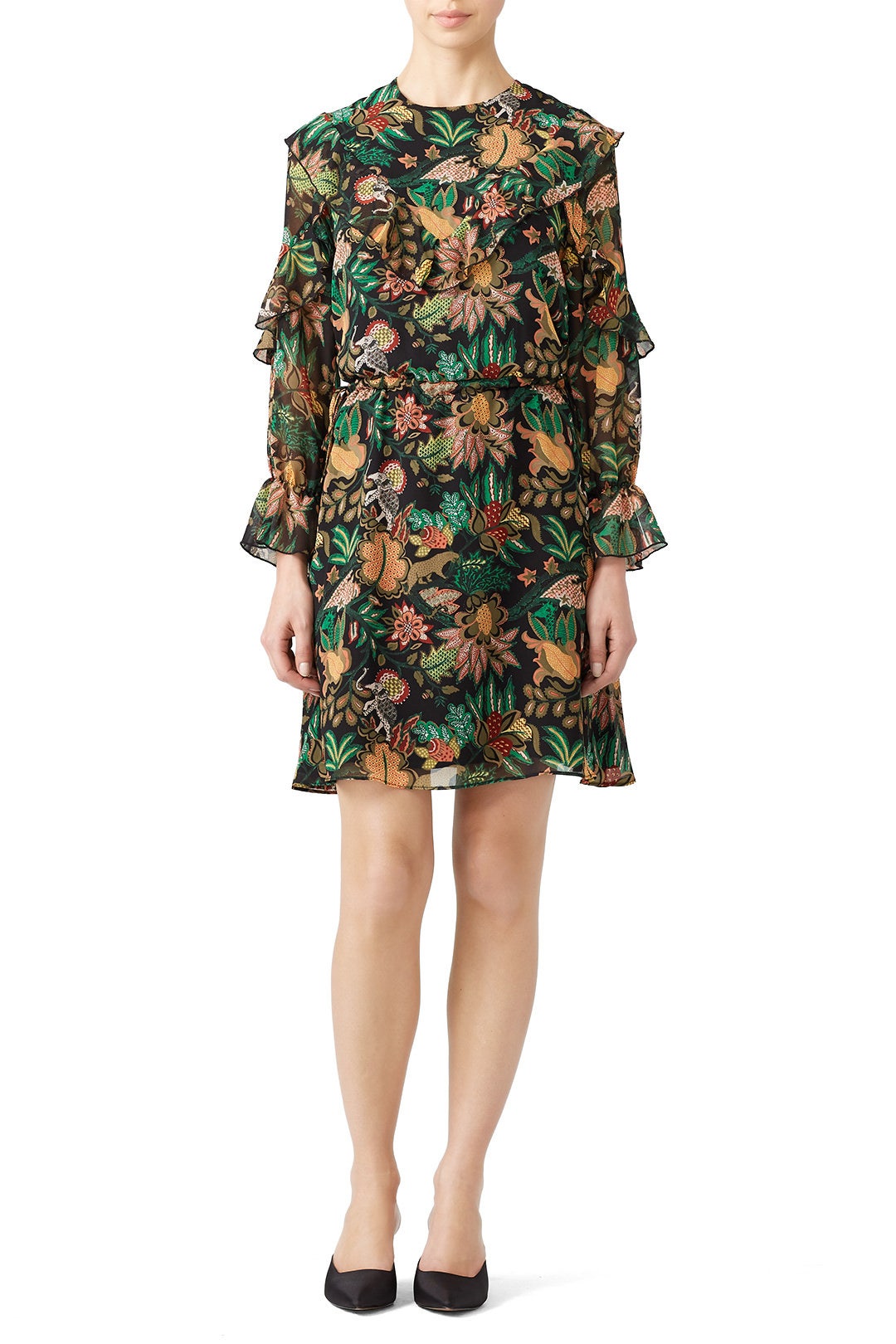 Ruffle Jungle Print Dress by Scotch & Soda | Rent the Runway