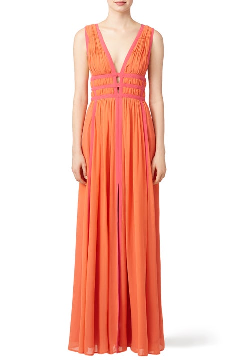 Sunset Pink Gladiator Gown by Nicole Miller | Rent the Runway