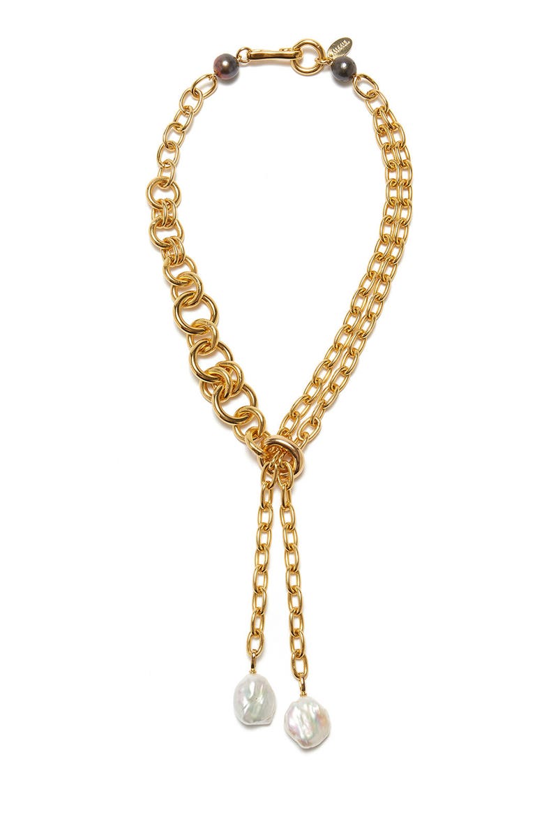 Gold Edith Lariat Necklace by Lizzie Fortunato | Rent the Runway