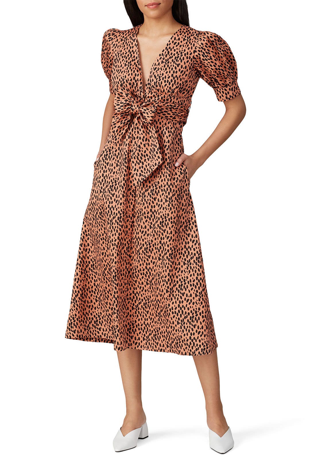 Dotted Puffed Sleeve Dress By Love Whit By Whitney Port Rent The Runway