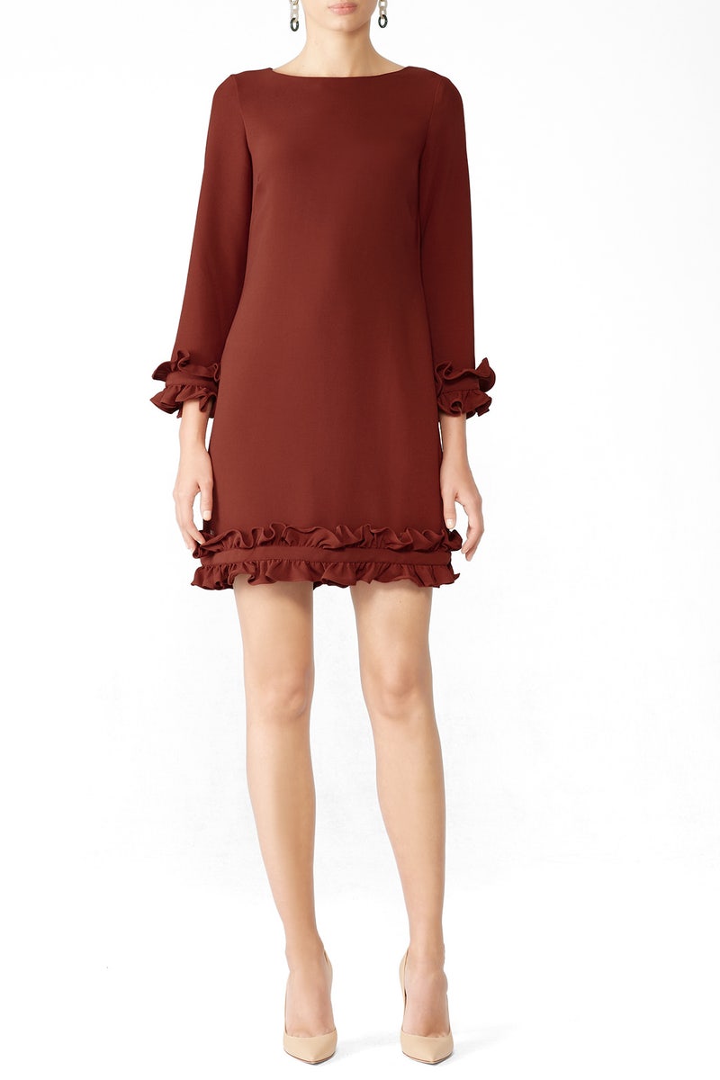 Burgundy Ruffle Shift by Sail to Sable | Rent the Runway