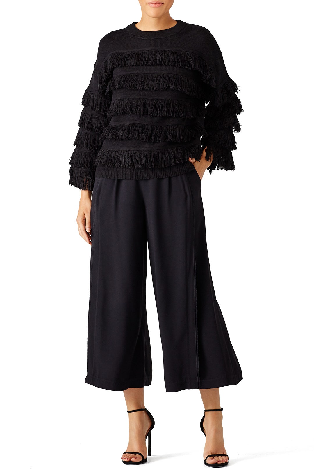 Black Ruffle Sweater by English Factory | Rent the Runway