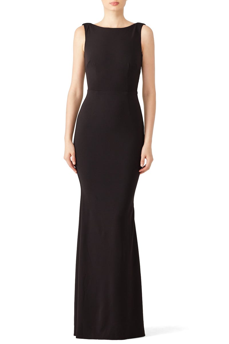 Black Cowl Back Gown by Katie May | Rent the Runway