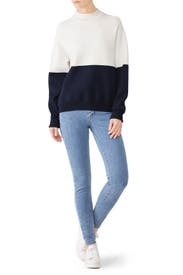 Navy Colorblock Sweater by Tory Sport for $77 | Rent the Runway