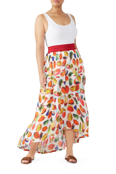 Fruit Printed Midi Skirt by Aldomartins | Rent the Runway