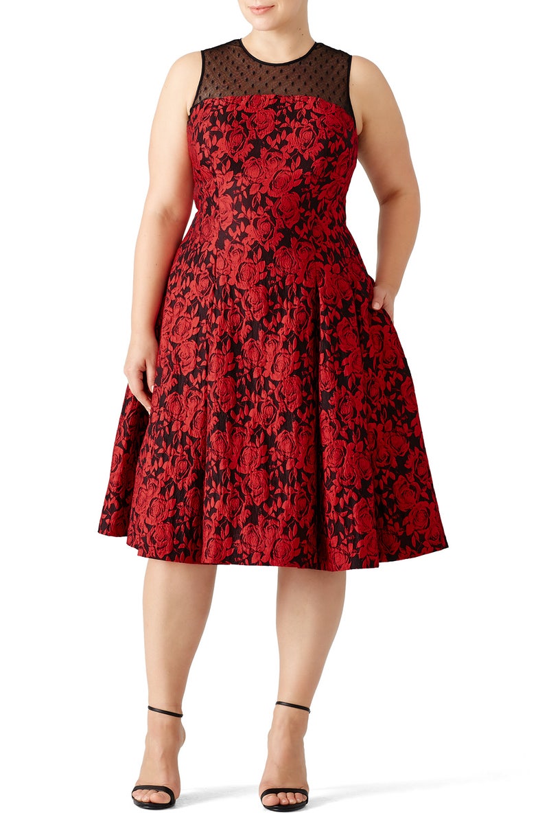 Burning Red Florals Dress by Carmen Marc Valvo | Rent the Runway